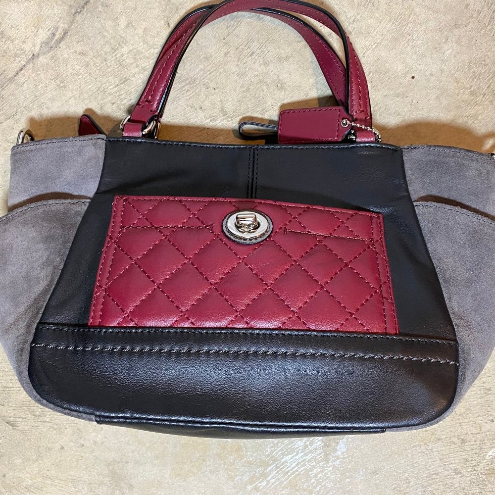 Coach Carrie Park Color Quilted Black Multi Suede - Gem